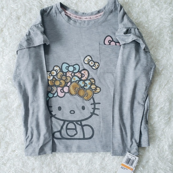 Hello Kitty | Shirts & Tops | Girls Hello Kitty Ruffle Sleeve Shirt ...